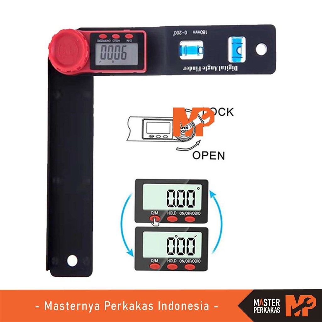 Jual MP Siku Pengukur Sudut Digital 2in1 180mm 0-200 Derajat AI39 / Waterpass Busur / Akurasi ...