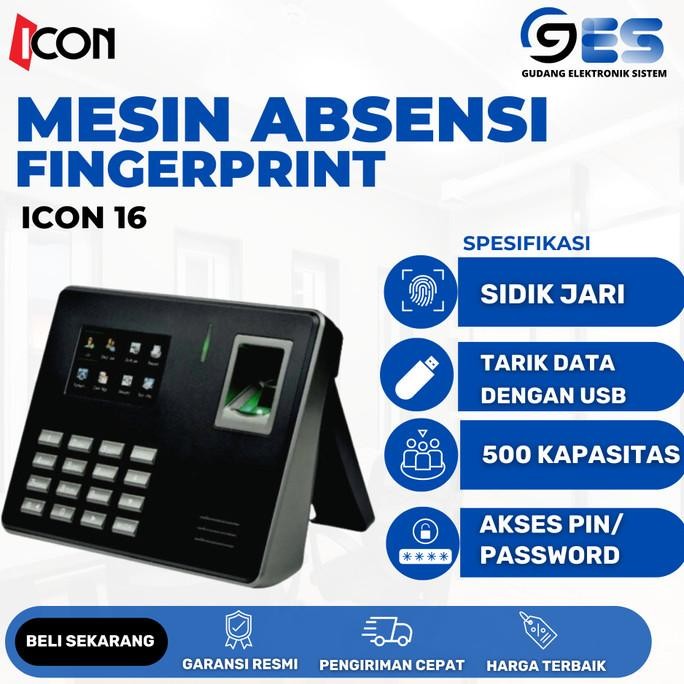 Jual Mesin Absen Fingerprint ICON 16 Sidik Jari SSR Bergaransi dan Awet ...