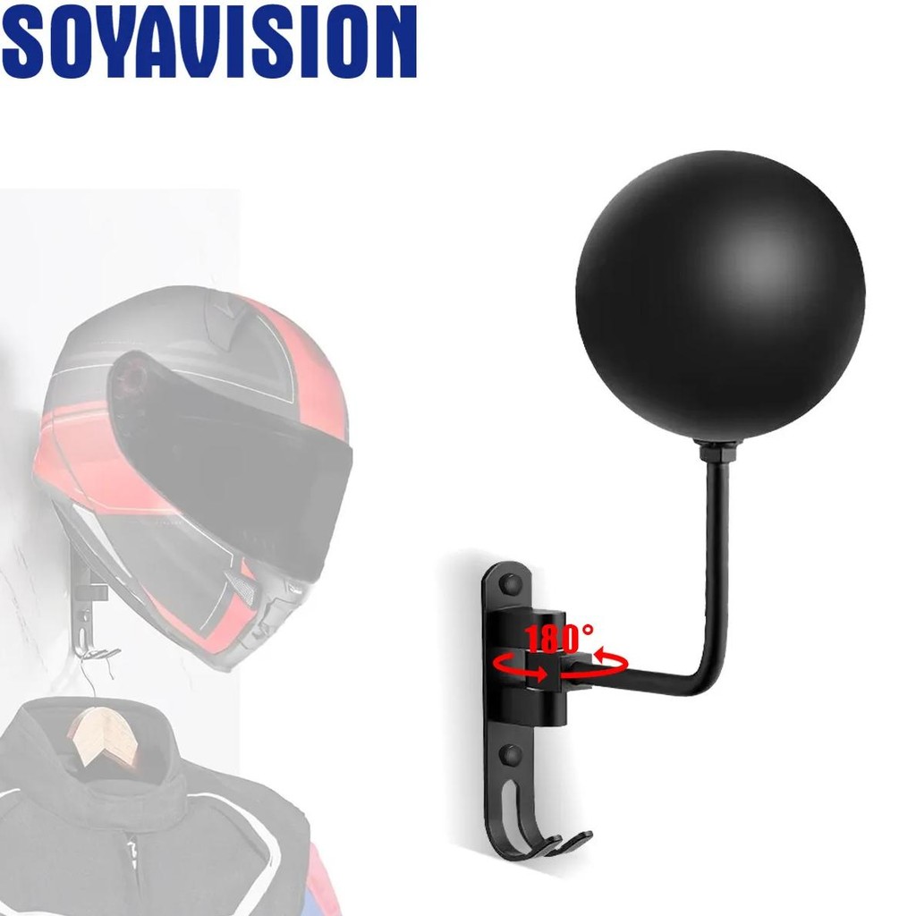 Jual 180 rotation motorcycle helmet rack wall mount with hooks metal ...