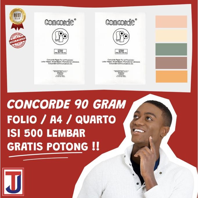 Jual TERBARU - Kertas Concorde Ukuran F4 A4 Kuarto 90 Gram isi 500 ...