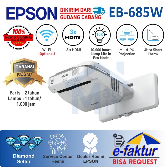Jual PROYEKTOR EPSON EB-685W EPSON EB685W ULTRA SHORT THROW UST | Shopee Indonesia