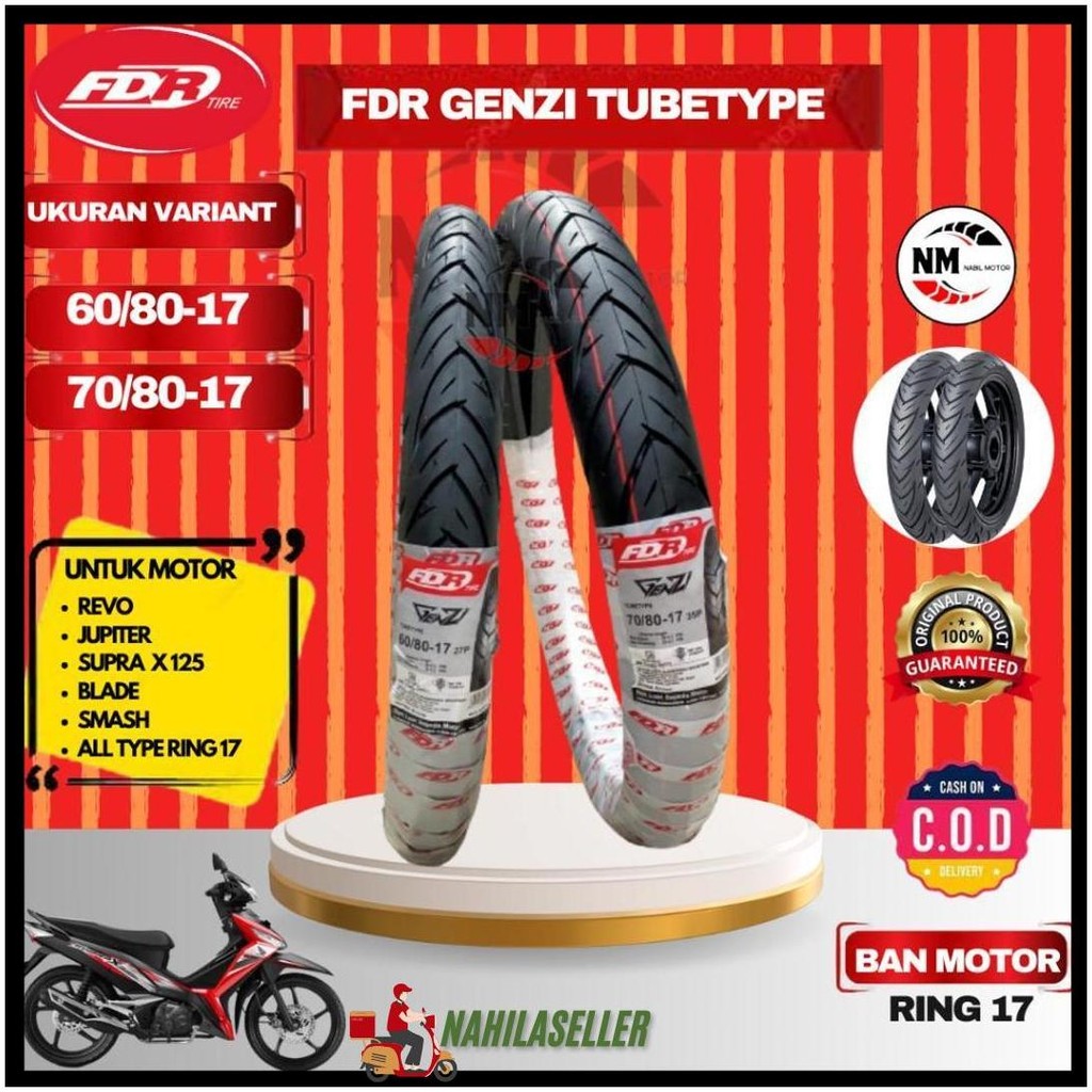 Jual Ban Motor Fdr Genzi 60/80-17 70/80-17 Ban Ring 17 Tube Type Murah ...