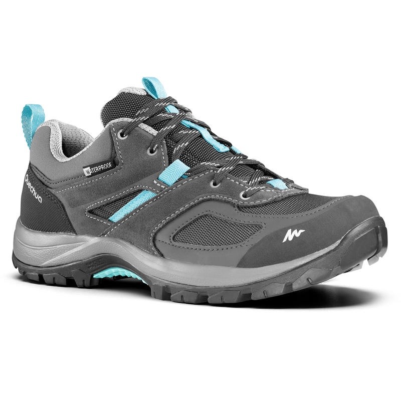 Jual Decathlon Quechua Sepatu Mendaki Trekking Camping Wanita Mh100 Abu ...