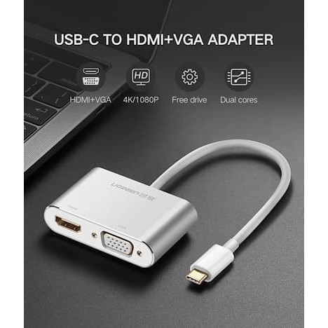 Jual HARGA DISC - USB TYPE C To HDMI & VGA Adapter 2IN1 | Shopee Indonesia