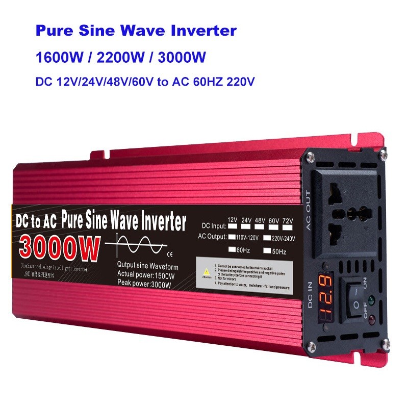 Jual Inverter Gelombang Sinus Murni 1600w 2200w 3000w 12v 24V 36V 48V Ke 220v 60HZ Inverter ...
