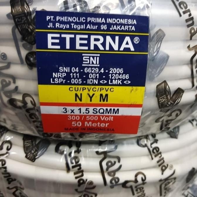 Jual Kabel eterna nym 3x1,5 @50m 3x1.5 putih tunggal kawat | Shopee Indonesia