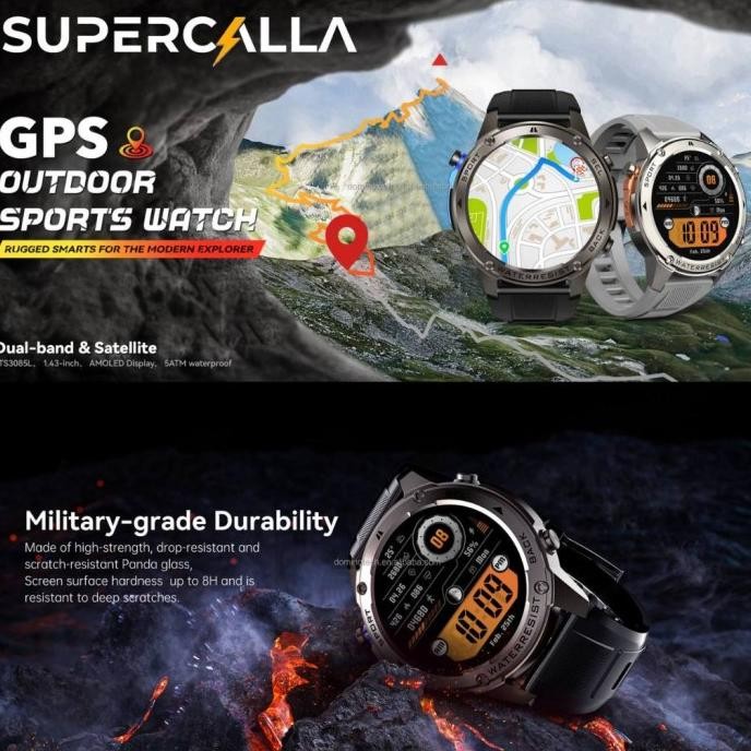 Jual Supercalla DM56 GPS Sport watches 500mAh BT Call Amoled and 5ATM ...