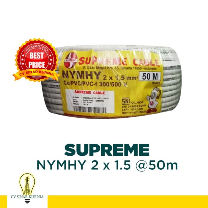 Jual Kabel Listrik NYMHY 2x1.5 mm 2x1,5 SUPREME SUPREME Kabel NYMHY 50M ...