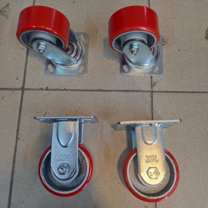 Jual Roda Troli Pu Heavy Duty 4 Inch 1Set ( 2Hidup 2Mati ) | Shopee ...
