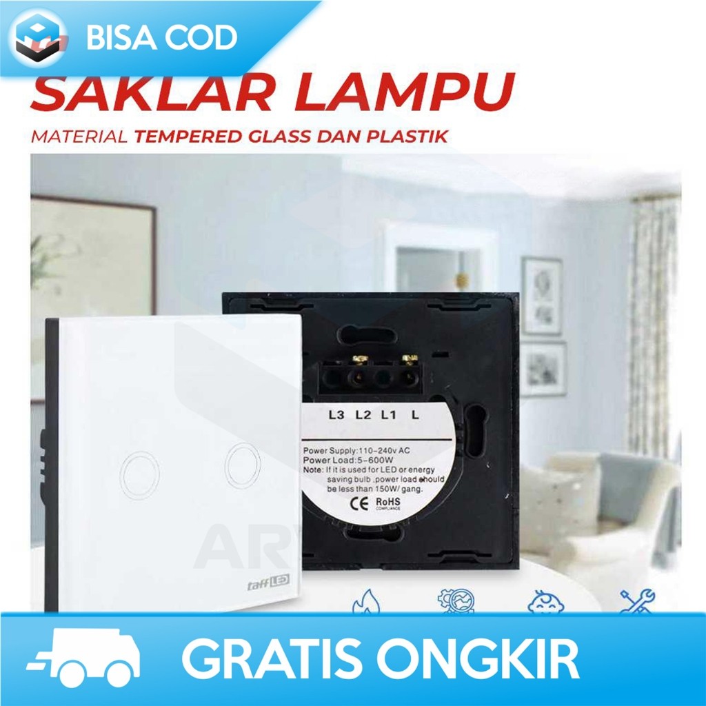 Jual SAKLAR LAMPU TOUCHSCREEN LIGHT PANEL 2 GANG LAYAR SENTUH SMART ...