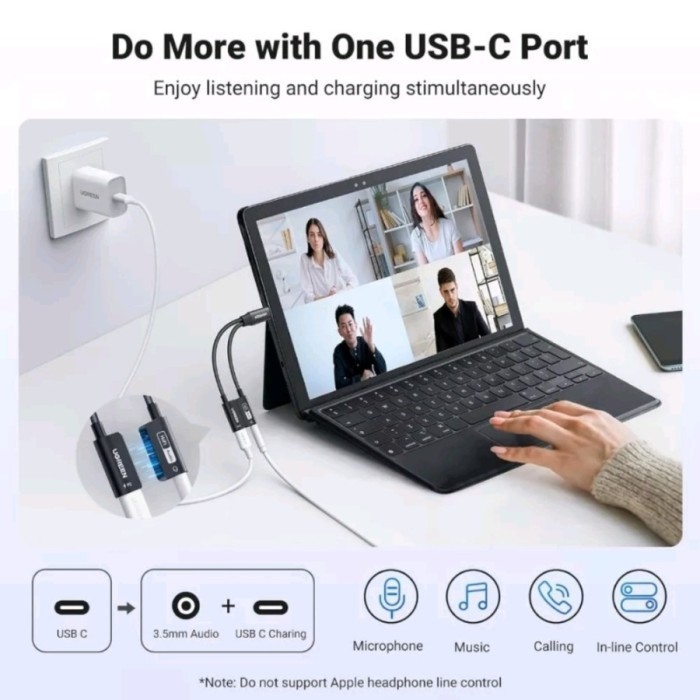 Jual Ugreen Splitter Auidio Dac Hi-Res Usb-C To Jack 3,5Mm Female + Usb ...