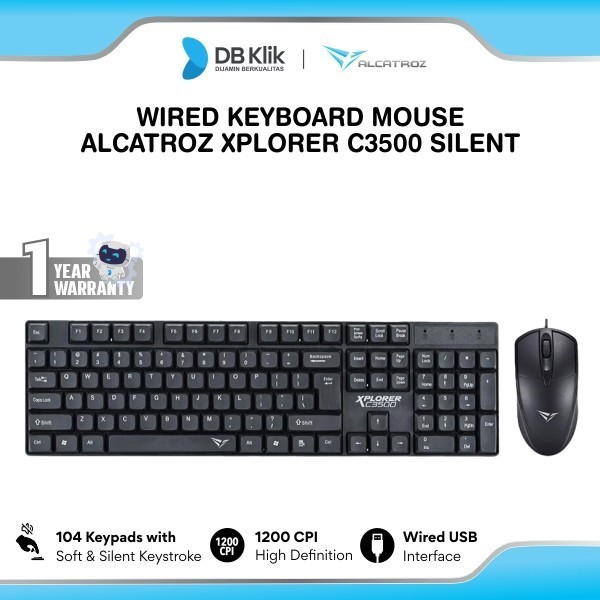 Jual Alcatroz Keyboard Mouse Combo Xplorer C3500 Silent Wired Usb ...