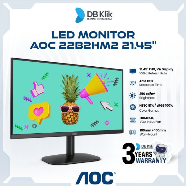 Jual Aoc Led Monitor 22B2Hm2 21.45" 100Hz Va Full Hd Hdmi Vga | Shopee ...