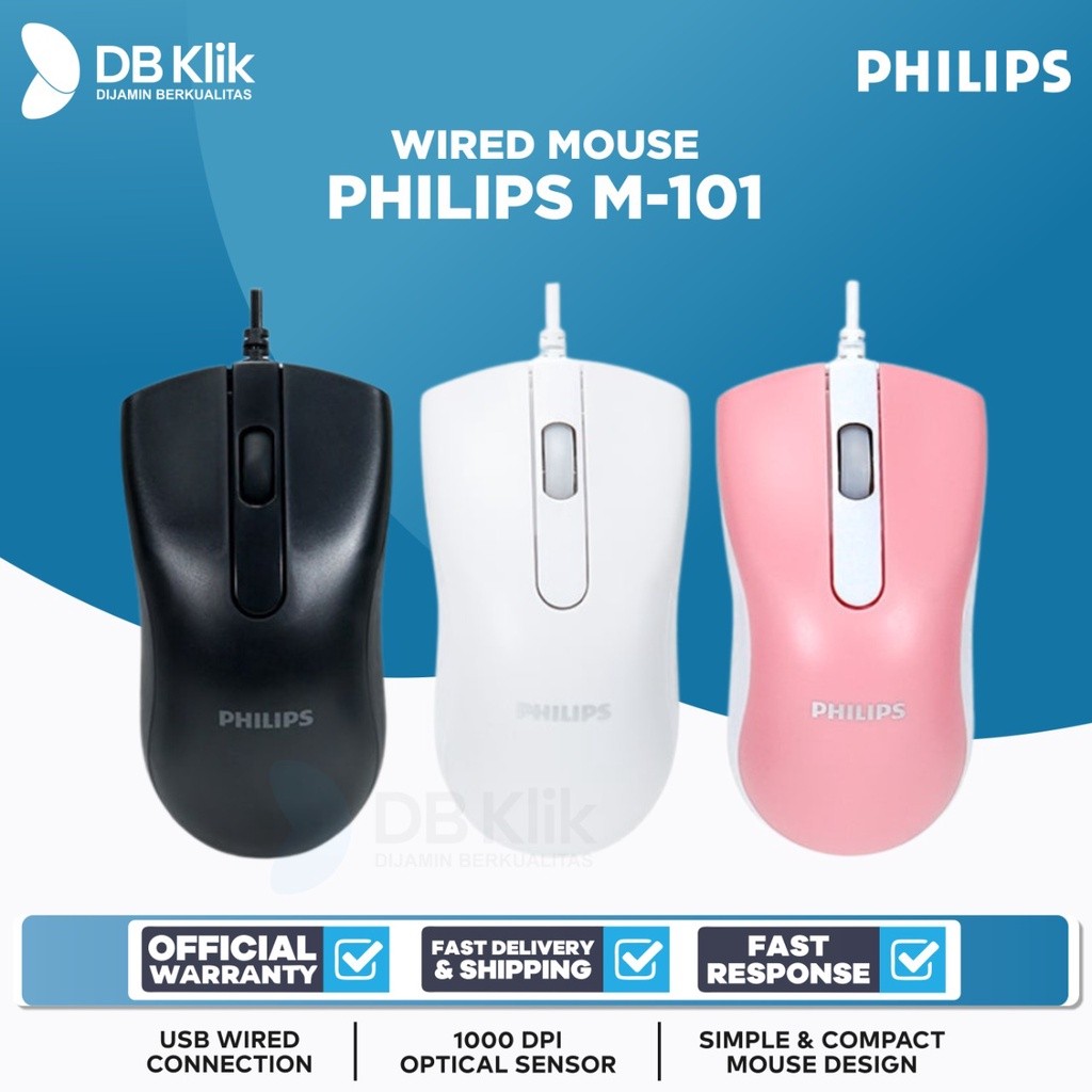 Jual Philips Mouse M-101 Wired Usb 1000Dpi Ergonomic Design - M101 ...