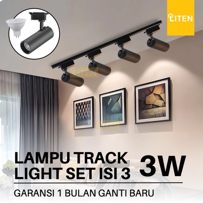 Jual Paket Lampu Track 3w Isi 3 Lampu + Rel 1m 1 meter / Lampu Sorot ...