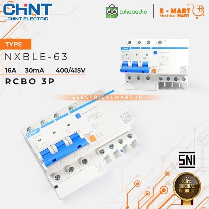 Jual CHINT RCBO RCCB ELCB NXBLE-63 3P 3 Phase 25A 32A 30mA Proteksi Setrum | Shopee Indonesia