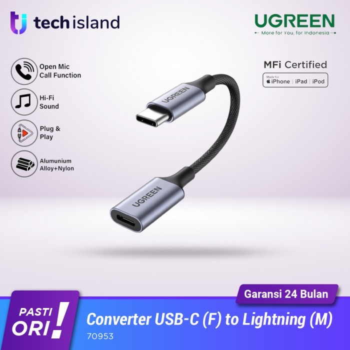 Jual Ugreen Converter Audio Cable USB-C Male to Lightning Splitter Open ...