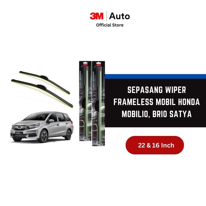 Jual 3M Wiper Frameless Mobil Mobilio dan Brio Satya - 22 dan 16 inch ...