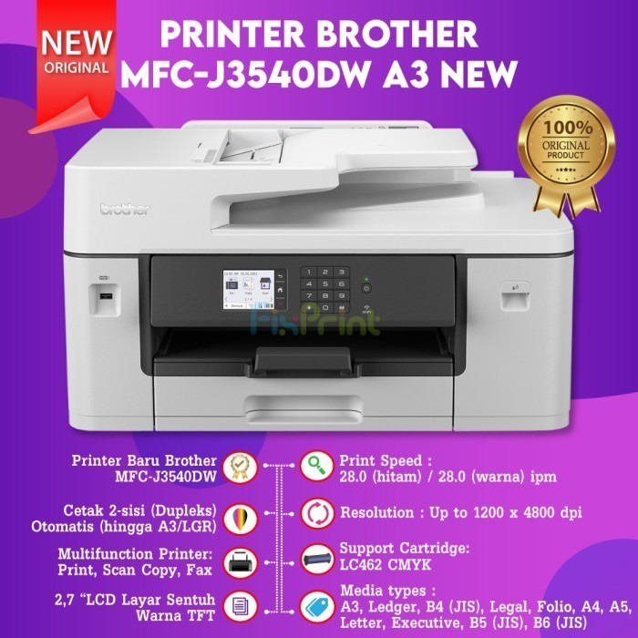 Jual Printer A3 Brother MFC-J3530DW J3530 Print Scan Copy WiFi Fax ...