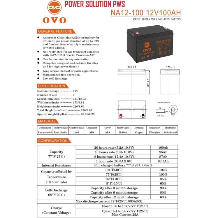 Jual Battery UPS NA 12-100A 12V 100AH. Accu Aki Baterai Kering MF 12 ...