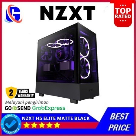 Jual NZXT H5 ELITE MATTE BLACK MID TOWER PC CASE CASING GAMING CHASSIS ...