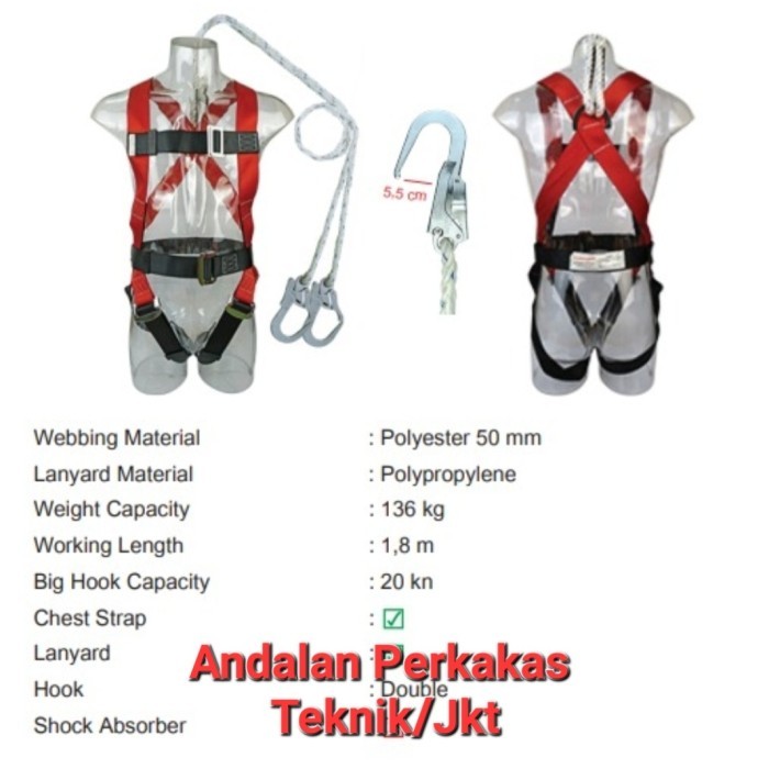 Jual Body Harness Double Lanyard/Double Big Hook Power Safety | Shopee ...