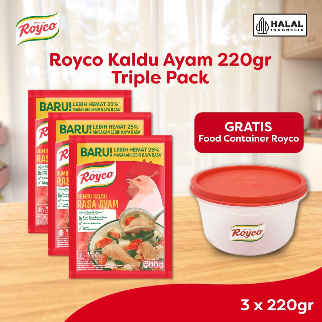 Jual Buy 3 Royco Kaldu Ayam 220gr Get 1 Food Container Royco | Shopee ...