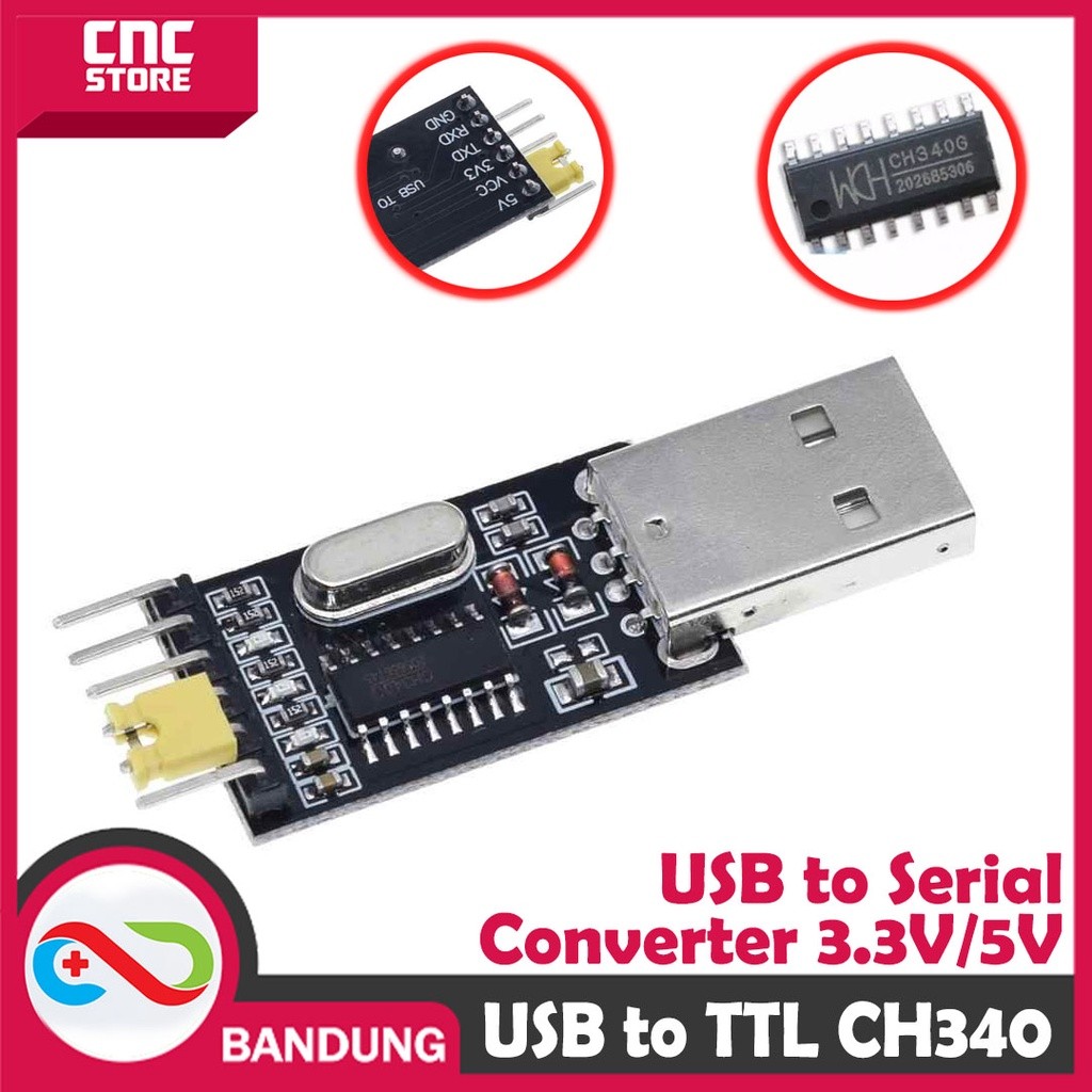 Jual USB TTL CH340 CH340G USB TO SERIAL 3.3V OR 5V MICROCONTROLLER ...