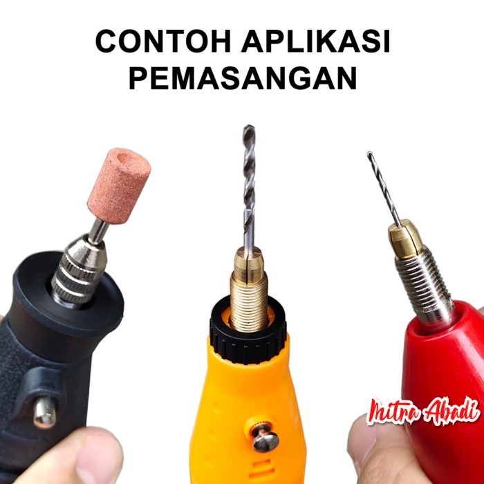 Jual Kepala Bor Mini Kecil Grinder Self Tightening + Adapter Collet ...