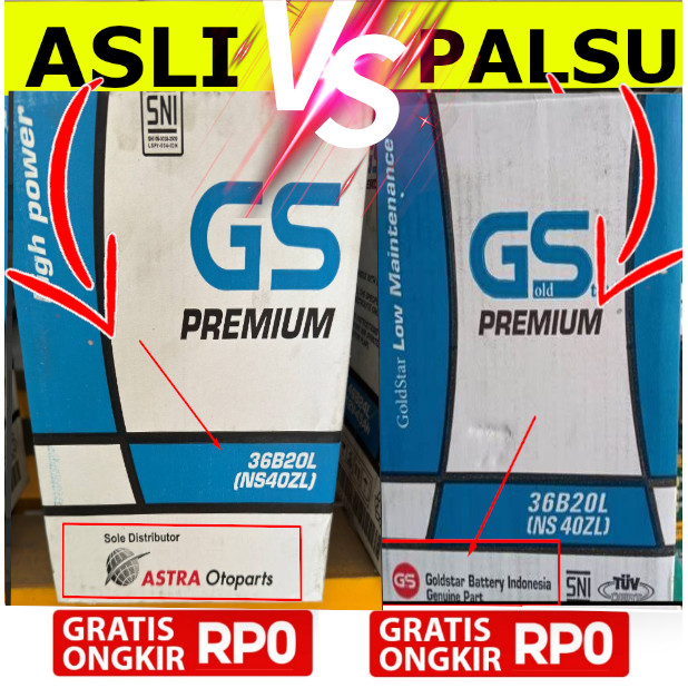 Jual Aki GS Premium NS40ZL / 36B20L Astra Otoparts Aki Mobil Original Bukan GS KW GS Gold Star ...