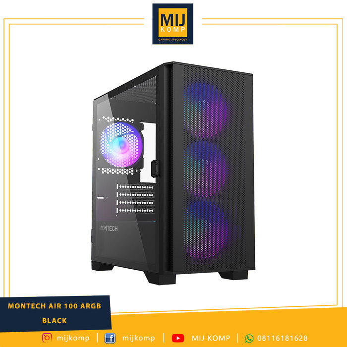 Jual HARGA DISC - CASE CASING PC MONTECH AIR 100 ARGB BLACK Tempered Glass Micro ATX | Shopee ...
