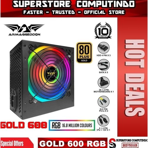 Jual POWER SUPPLY PSU ARMAGGEDDON VOLTRON GOLD 600 RGB 600 WATT ORIGINAL DAN TERPERCAYA | Shopee ...
