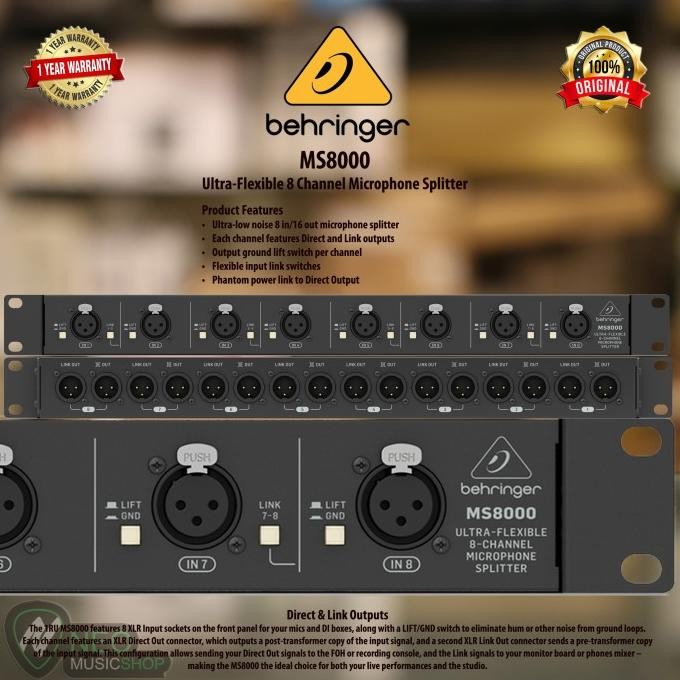 Jual BEHRINGER MS8000 ULTRA-FLEXIBLE 8-CHANNEL MICROPHONE SPLITTER ORIGINAL DAN TERPERCAYA ...
