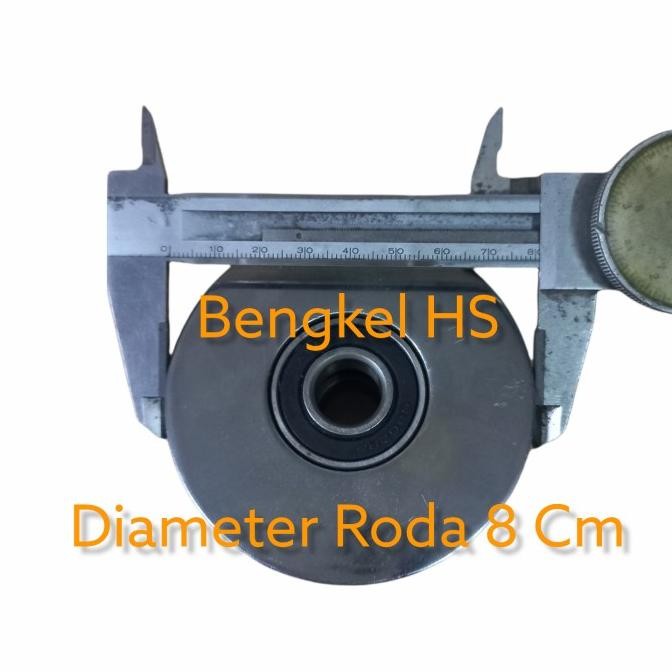 Jual Roda Pagar Besi As Chrome 8 Cm Jalur Rel Bulat Double Bearing Baru ...