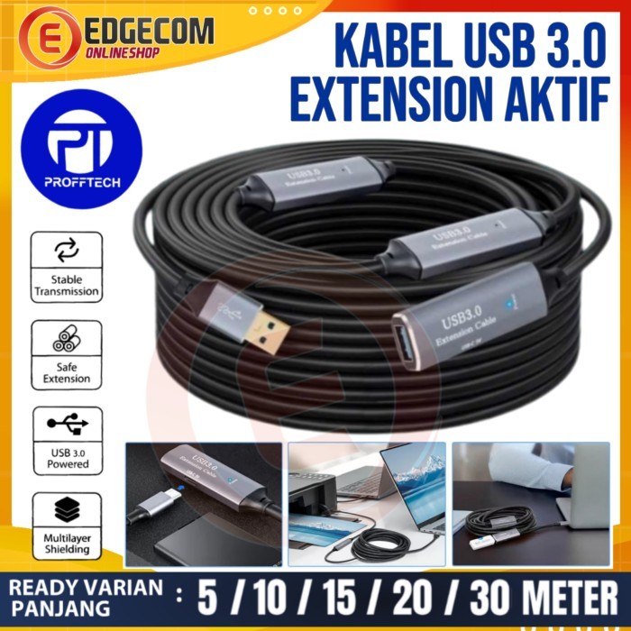 Jual Kabel USB 3.0 Extension Aktif Male to Female 5 / 10 / 15 / 20 / 30 ...