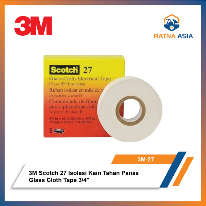 Jual 3M Scotch 27 Isolasi Kain Tahan Panas Glass Cloth Tape 3/4" | Shopee Indonesia