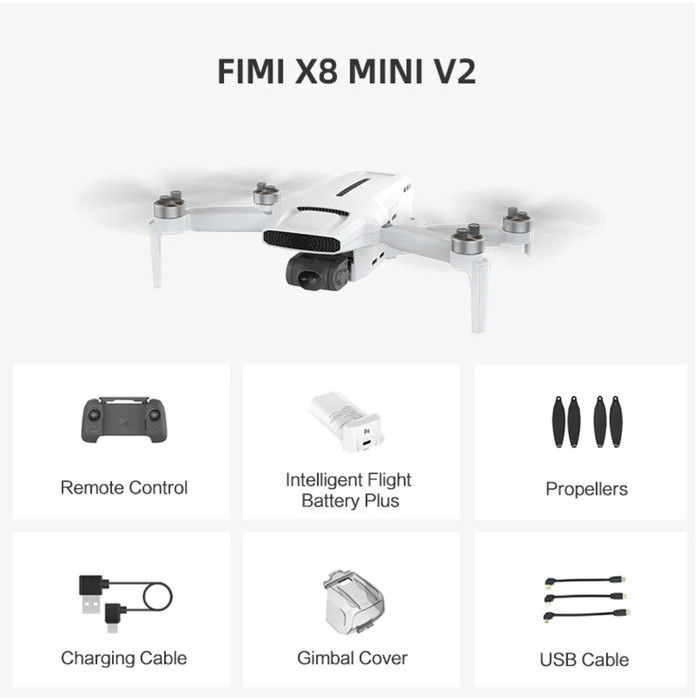 Jual BEBAS ONGKIR - FIMI X8 Mini V2 Plus Basic Combo Drone 9KM 37Min 4K 3-Axis Camera 2023 ...