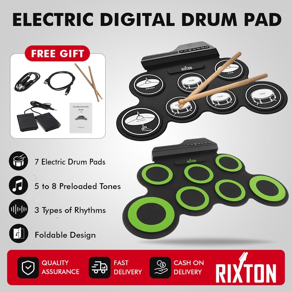 Jual Rixton Drum Elektronik Portabel Digital USB 7 Bantalan Roll up ...