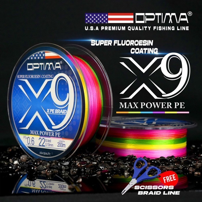 Jual NEW PE Optima Max Power X9 Multi colour 200 dan 400 meter | Shopee ...