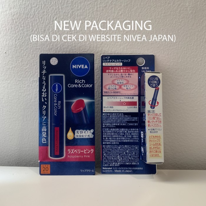 Jual Nivea Rich Care & Color Lip Balm SPF 20 PA++ Original Japan Jepang ...