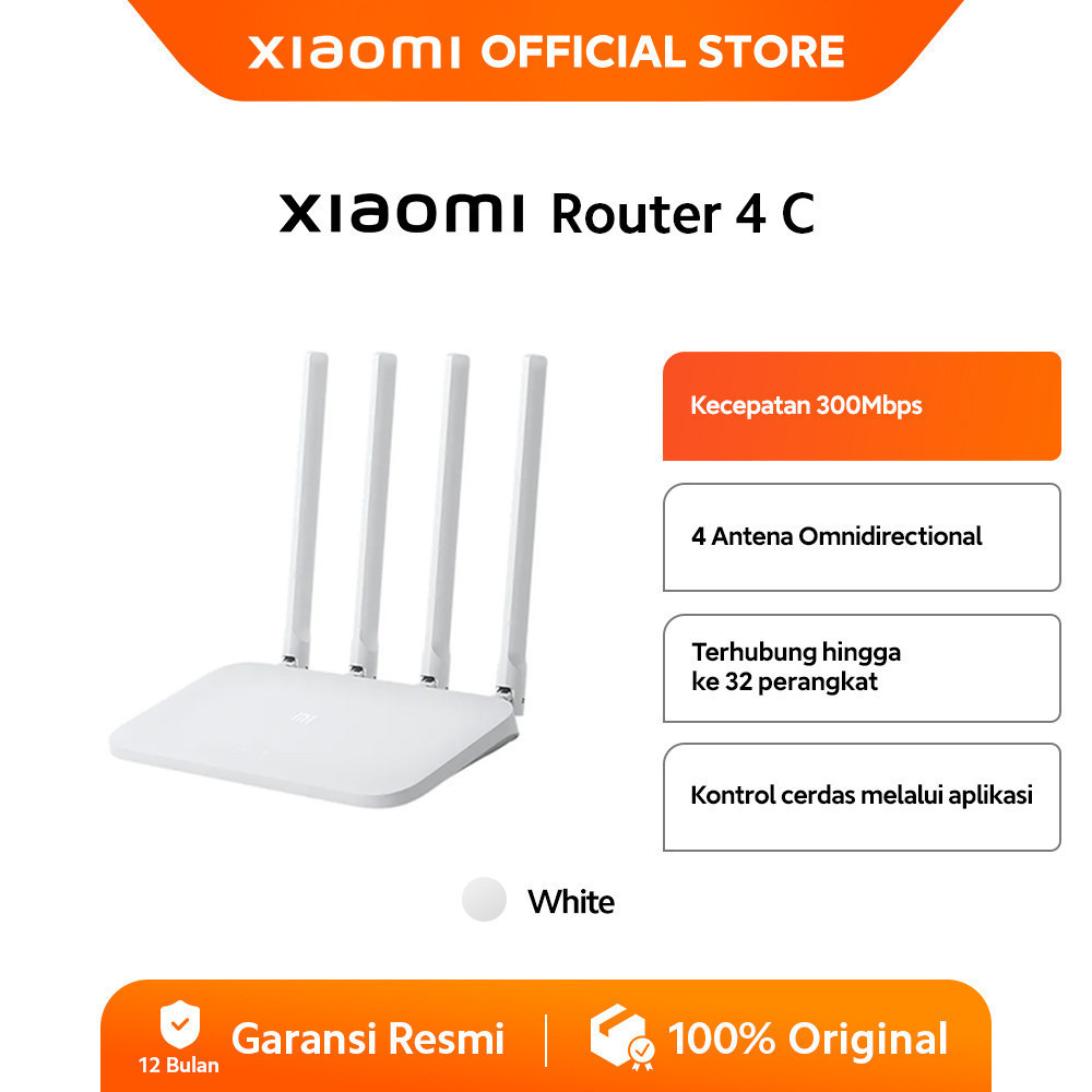 Jual Xiaomi Router 4C | 4 Antena Omnidirectional | Memori 64 MB 300Mbps ...