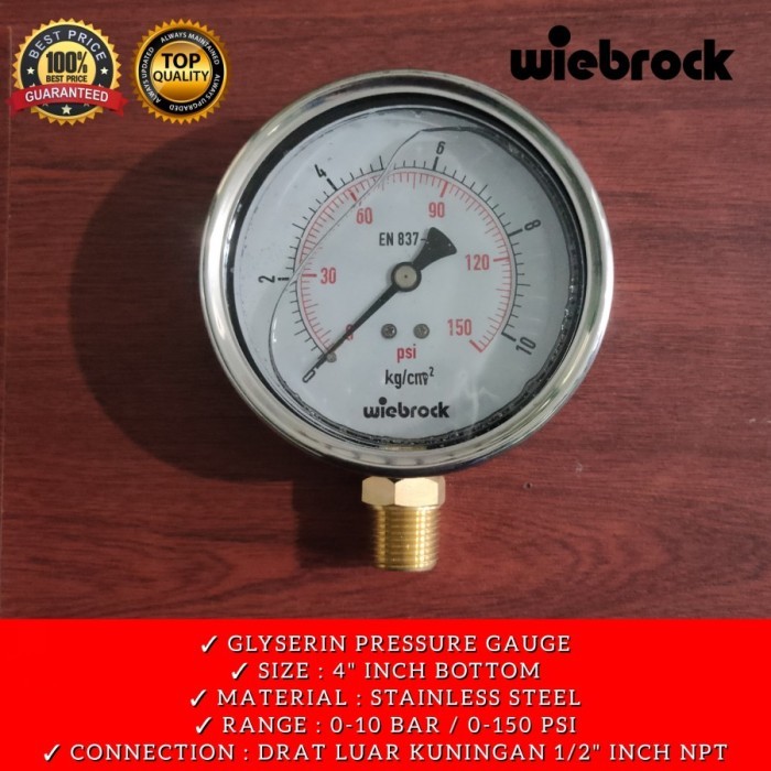 Jual Pressure Gauge 4 Inch 0-10 Bar Stainless 10 Bar Pressure Gauge Stainless 4" 0-10 Bar 0-150 ...