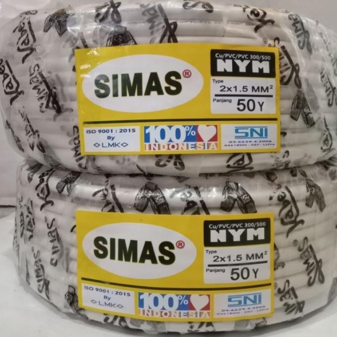 Jual KABEL listrik SNI 2X1.5 SIMAS CABLE ISI 2 X1,5 NYM PANJANG 50 ...