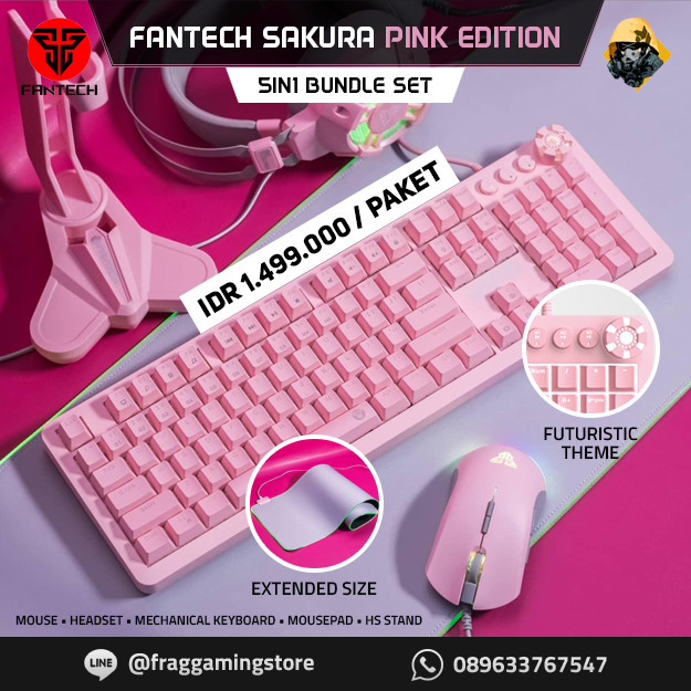 Jual Fantech SAKURA EDITION Fullset Gaming Keyboard Mouse Headset ...