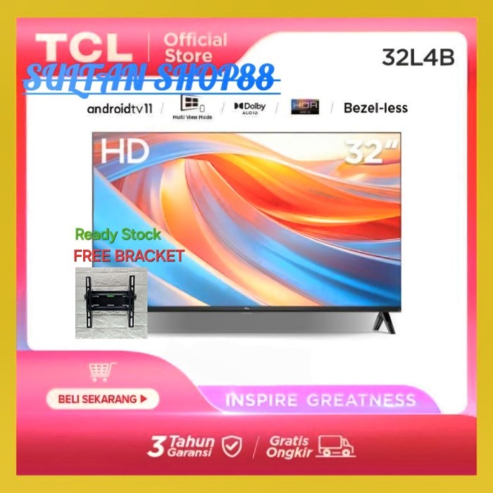Jual TCL ANDROID TV 32L4B 32 INCH HDR 10 BEZELLES DESIGN I TCL 32L4B 32 ...