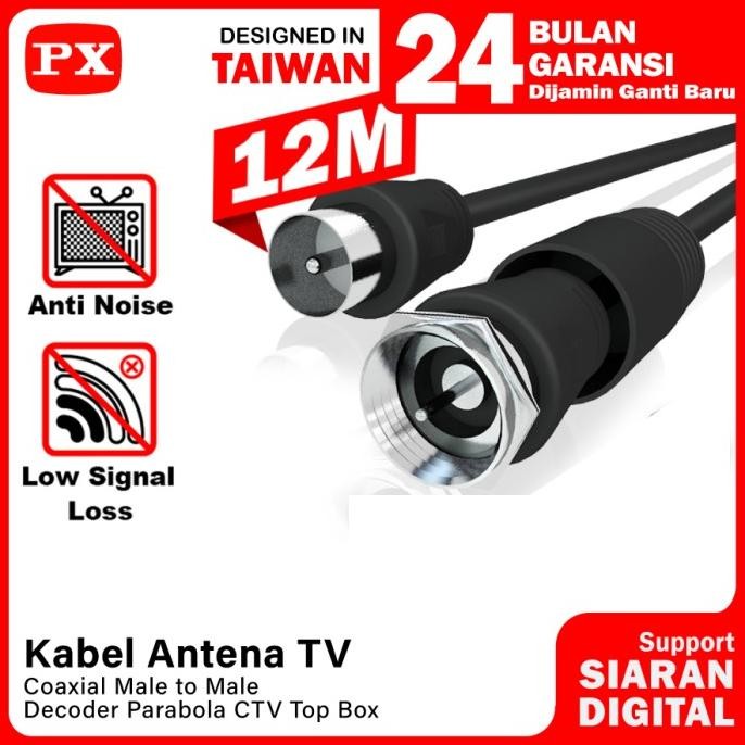 Jual 12M Kabel Antena Tv Parabola Cctv Coaxial Cable Male To Male Px ...