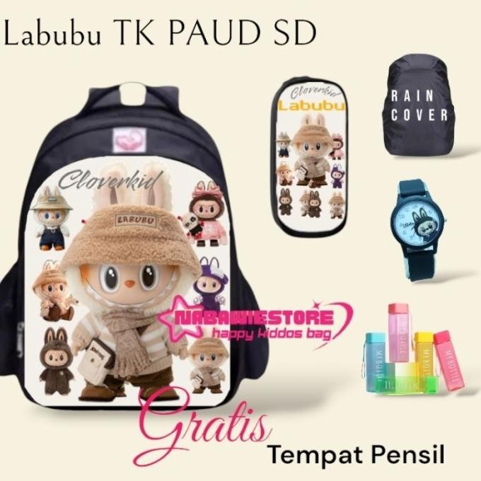 Jual BONUS TEMPAT PENSIL TAS LABUBU ANAK PEREMPUAN RANSEL SEKOLAH TK SD KARAKTER BONEKA LABUBU ...
