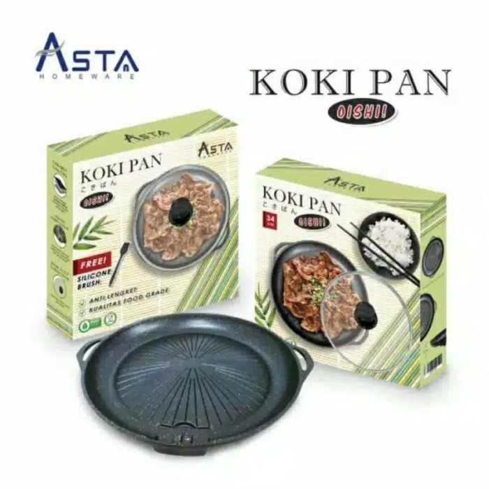 Jual KOKI PAN ROUND ASTA OISHI / ALAT PEMANGGANG STEAK DAGING BBQ 34 CM | Shopee Indonesia