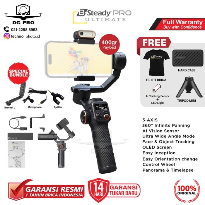 Jual Brica B-Steady PRO Ultimate 3-Axis Gimbal Stabilizer with AI ...