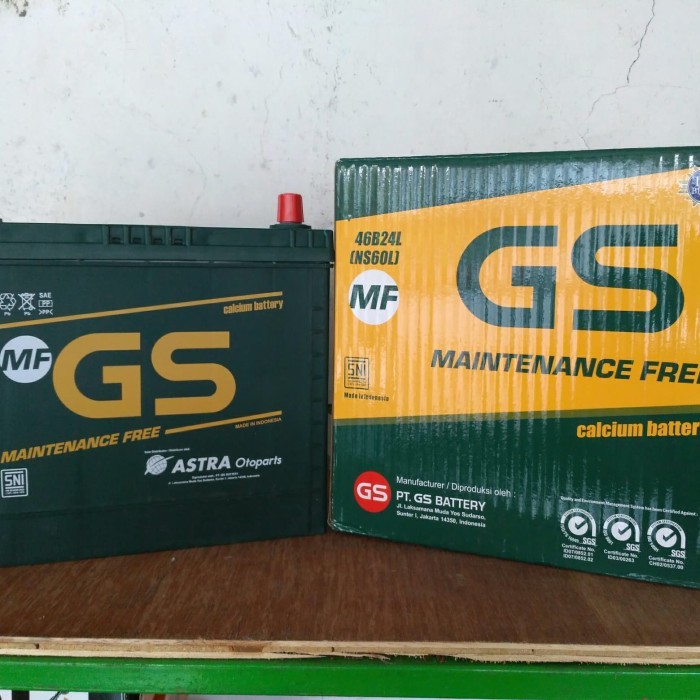 Jual Aki Mobil / Battery Gs Astra Type Gs Mf 46B24L / Ns60L 12V 45A | Shopee Indonesia